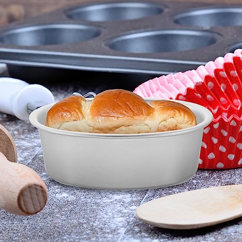 Kichvoe Bread Loaf Pan Oval Shape Cake Pan 4pcs Non-stick Aluminum Alloy Cheese Cake Mold Breads Loaf Pans Loaf Baking Tray Bakeware Kitchen Cooking Baking Tool Cake Stencils