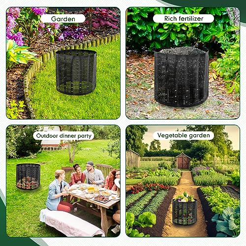 Suttmin 2 Pieces 220 Gallon Compost Bin Outdoor Expandable Plastic Compost Bin Easy Assembling Large Capacity Compost Bin for Home Garden Leaves Fast Creation of Fertile Soil Grounds