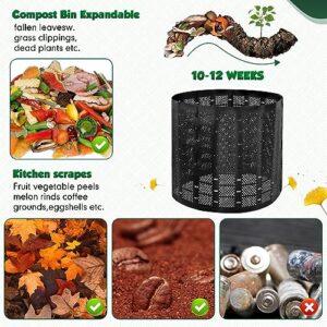 Suttmin 2 Pieces 220 Gallon Compost Bin Outdoor Expandable Plastic Compost Bin Easy Assembling Large Capacity Compost Bin for Home Garden Leaves Fast Creation of Fertile Soil Grounds