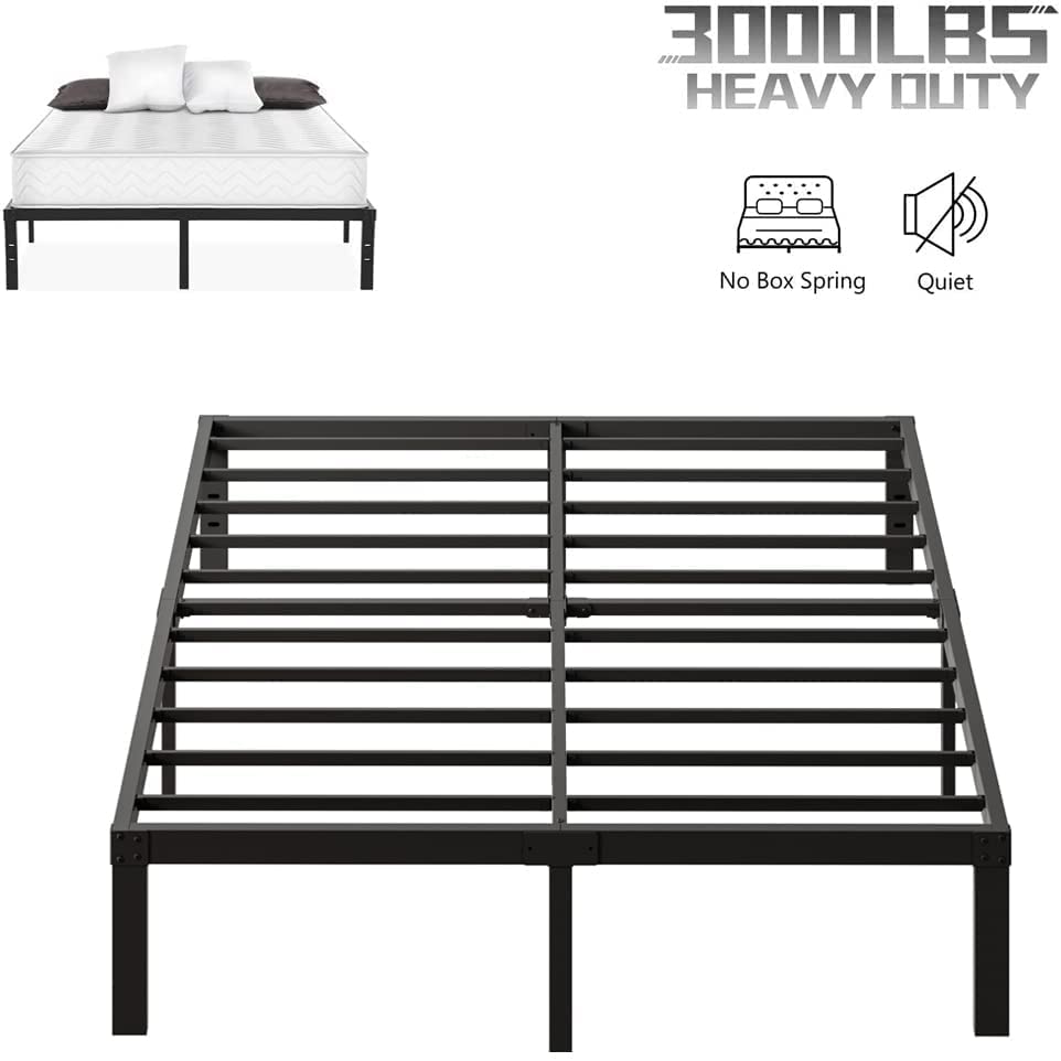 Sealvvos 10 Inch California King Bed Frames No Box Spring Needed, Heavy Duty Metal Platform with Steel Slat Support, Noise Free, Easy Assembly, Black