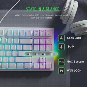 RK ROYAL KLUDGE R87 Mechanical Keyboard, 75% Layout Hot Swappable Wired Gaming Keyboard Software Macro Compact RGB Backlit PC Game Keyboards 87 Keys for Win Mac, Yellow Switch-White