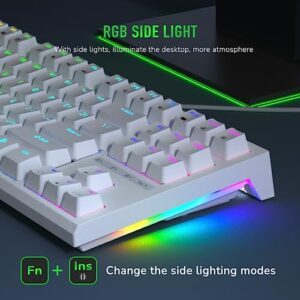 RK ROYAL KLUDGE R87 Mechanical Keyboard, 75% Layout Hot Swappable Wired Gaming Keyboard Software Macro Compact RGB Backlit PC Game Keyboards 87 Keys for Win Mac, Yellow Switch-White