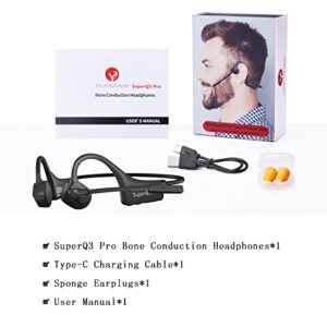 YouthWhisper Bone Conduction Headphones - Open-Ear Stereo Bluetooth Headset with Noise-Canceling Boom Microphone - Wireless Earphones - Bone Conducting Headphones with Mic