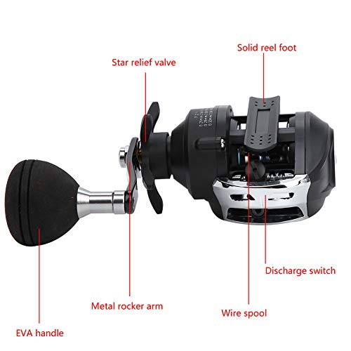 Baitcasting Fishing Reel, New Compact Design Baitcaster Fishing Reel High Speed 7.3:1 Water Drop Wheel for Saltwater Sea Fishing TT1 (左手轮)