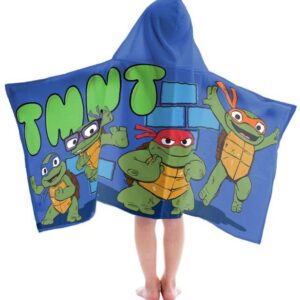 Jay Franco Nickelodeon Teenage Mutant Ninja Turtles Turtle Time Kids Bath/Pool/Beach Hooded Towel - Super Soft & Absorbent Cotton Towel Features Leonardo & Raphael