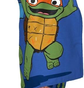 Jay Franco Nickelodeon Teenage Mutant Ninja Turtles Turtle Time Kids Bath/Pool/Beach Hooded Towel - Super Soft & Absorbent Cotton Towel Features Leonardo & Raphael