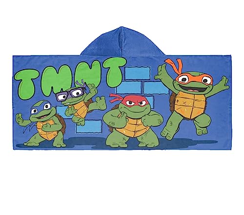 Jay Franco Nickelodeon Teenage Mutant Ninja Turtles Turtle Time Kids Bath/Pool/Beach Hooded Towel - Super Soft & Absorbent Cotton Towel Features Leonardo & Raphael