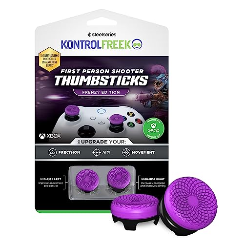 KontrolFreek FPS Freek Frenzy for Xbox One and Xbox Series X Controller | Performance Thumbsticks | 1 High-Rise, 1 Mid-Rise | Purple/Black