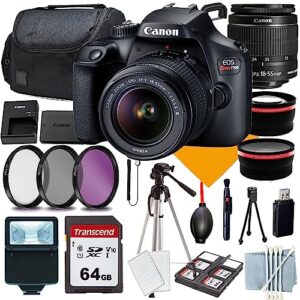 canon eos rebel t100 camera with 18-55mm+commander starter kit+lens filters+case+64memory cards(18pc)