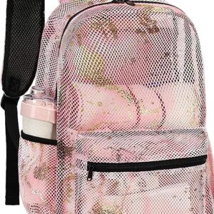 Bluboon Mesh Backpack for Girls Kids Semi-Transparent School Bookbag See Through Beach Bag Daypack Gear Backpack