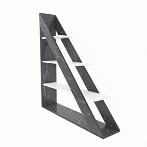 Decorotika Pisagor Modern Bookcase Triangular Shelf Geometric Design Bookshelf Display Shelf for Home or Office (Black Marble)