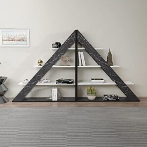 Decorotika Pisagor Modern Bookcase Triangular Shelf Geometric Design Bookshelf Display Shelf for Home or Office (Black Marble)