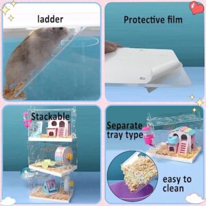 Hamster Transparent Tray Cage Acrylic Single Layer Villa Simple Cavie Guinea Pig Cage Pet Houses Habitats Supplies for Hamster Gerbils Dwarf Hamster Rat Guinea Pig (11.8 * 7.9 * 5.9)