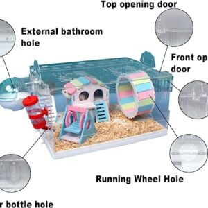 Hamster Transparent Tray Cage Acrylic Single Layer Villa Simple Cavie Guinea Pig Cage Pet Houses Habitats Supplies for Hamster Gerbils Dwarf Hamster Rat Guinea Pig (11.8 * 7.9 * 5.9)