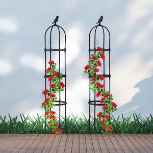 Garden Trellis for Climbing Plants Outdoor, Tall Rustproof Plant Trellis, for Potted Plants/Vine/Rose/Clematis,Garden Obelisk Trellis (Size : 120CM)