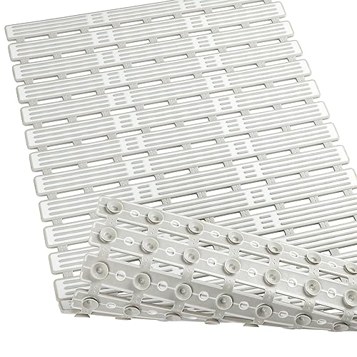 Qidordour Shower Mats Non Slip Bath Mat for Tub, 27 x 15.7 Inch Long Bath Tub Mat with Suction Cups and Drainage Holes, Anti Slip Bathtub Mats for Inside Shower Stall Tray Bathroom Floor, Light Grey