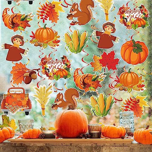 54 PCS Fall Party Hanging Decorations Fall Hanging Swirls Autumn Foil Swirls Spirals Autumn Harvest Ceiling Streamers for Happy Fall Party Supplies Thanksgiving Baby Shower Birthday