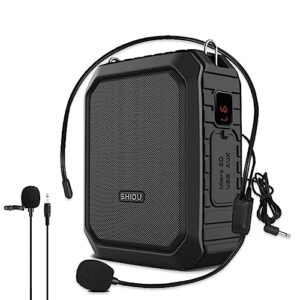 voice amplifier with lapel microphone/microphone headset-18w waterproof megaphone speaker pa system with 2 mics, bluetooth 5.0 portable microphone and speaker for teachers elderly tour guide ect