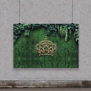 KUKUSOUL 5x3ft Crown Backdrop Gold Glitter Crown Green Leaf Photography Background Celebration Party Decoration Supplies Cake Table Banner Photo Booth Prop KUBYC404