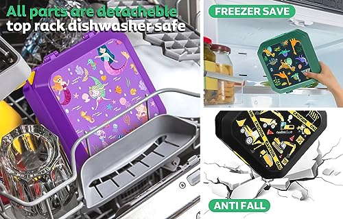 AmazingLife Dinosaur Bento Lunch Box for Kids, Container with Removable Compartment, Ideal Portions Size for Ages 3 to 7, Kids Lunch Container Back to School, Leak Proof, Dishwasher Safe