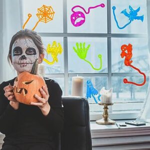 50Pcs Halloween Sticky Hands, Party Favors Toys for Kids, Sticky Stretchy Toys for Halloween Trick or Treat, Exchange Gifts, Goodie Bags, Classroom Prizes (Random)