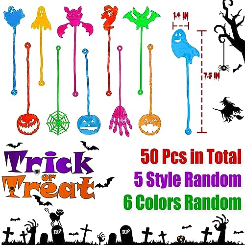 50Pcs Halloween Sticky Hands, Party Favors Toys for Kids, Sticky Stretchy Toys for Halloween Trick or Treat, Exchange Gifts, Goodie Bags, Classroom Prizes (Random)