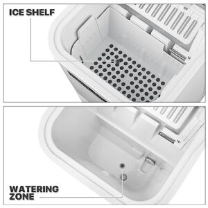 mollie Ice Maker Countertop 9 Ice Cubes Ready in 10 Mins - 26LBS/24Hrs, Self-Cleaning Ice Makers, One-Click Operation Portable Ice Cube Machine w/Ice Scoop for Home Kitchen Office Party RV, White