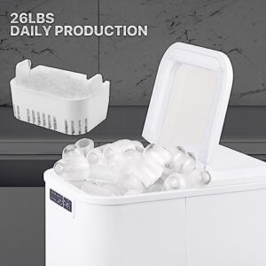 mollie Ice Maker Countertop 9 Ice Cubes Ready in 10 Mins - 26LBS/24Hrs, Self-Cleaning Ice Makers, One-Click Operation Portable Ice Cube Machine w/Ice Scoop for Home Kitchen Office Party RV, White