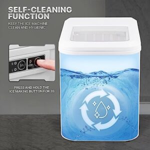 mollie Ice Maker Countertop 9 Ice Cubes Ready in 10 Mins - 26LBS/24Hrs, Self-Cleaning Ice Makers, One-Click Operation Portable Ice Cube Machine w/Ice Scoop for Home Kitchen Office Party RV, White