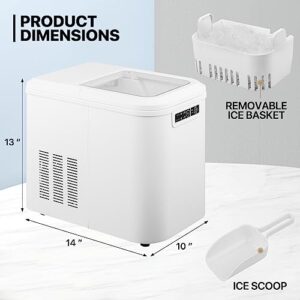 mollie Ice Maker Countertop 9 Ice Cubes Ready in 10 Mins - 26LBS/24Hrs, Self-Cleaning Ice Makers, One-Click Operation Portable Ice Cube Machine w/Ice Scoop for Home Kitchen Office Party RV, White