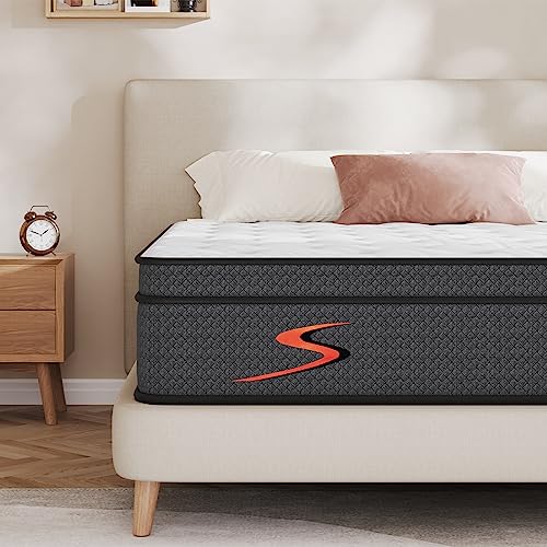 Sweetnight Queen Size Mattress in a Box - 10 Inch Pillow Top Queen Mattress, Bamboo and Gel Memory Foam Hybrid Mattress with Individually Pocketed Springs for Support & Comfort Sleep, Siesta,Black