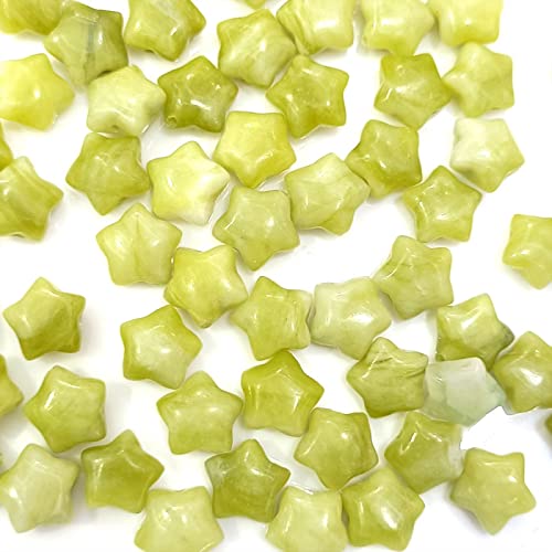 Natural Crystal Stone Star Shape Loose Beads Gemstone Handmade DIY Jewelry Making Accessories,Xiuyan Jade 21pcs