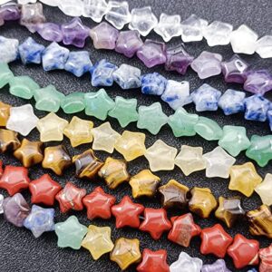 Natural Crystal Stone Star Shape Loose Beads Gemstone Handmade DIY Jewelry Making Accessories,Xiuyan Jade 21pcs