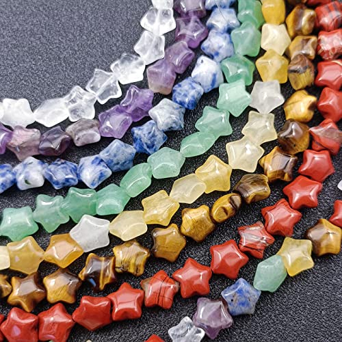 Natural Crystal Stone Star Shape Loose Beads Gemstone Handmade DIY Jewelry Making Accessories,Xiuyan Jade 21pcs