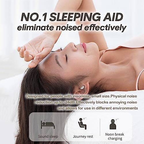 Soft Sleep Earphones Discreet Small Earbuds for Sleeping, Wireless Invisible Sleep Earbuds for Side Sleepers, Sleep Ear Buds Noise Cancelling Side Sleeper, Sleep Headphones with LED Power Display