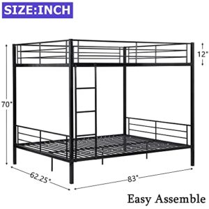 ZMIZAKOY Queen Bunk Beds for Adults, Higher Quality Queen Over Queen Bunk Bed, Heavy Duty Metal Bunk Bed Queen Over Queen for Adults and Kids, Easy Assemble Space Saving Queen Size Bunk Bed（Black）