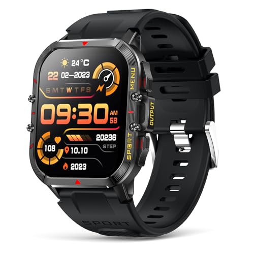 EarlySincere Smart Watch, 1.96''HD Full Touch Screen Bluetooth Call Outdoor Sports Watches with Waterproof Dust-Proof, Activity Fitness Tracker Blood Oxygen Sleep Monitor Pedometer for iOS Android