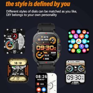 EarlySincere Smart Watch, 1.96''HD Full Touch Screen Bluetooth Call Outdoor Sports Watches with Waterproof Dust-Proof, Activity Fitness Tracker Blood Oxygen Sleep Monitor Pedometer for iOS Android