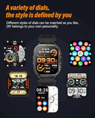 EarlySincere Smart Watch, 1.96''HD Full Touch Screen Bluetooth Call Outdoor Sports Watches with Waterproof Dust-Proof, Activity Fitness Tracker Blood Oxygen Sleep Monitor Pedometer for iOS Android