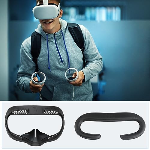 Compatible with Oculus Quest 2 Face Bracket Replacement,VR PU Leather Face Pad Protective for Meta Quest 2,Sweat-Proof Comfortable Face Cover Cushion VR Accessories