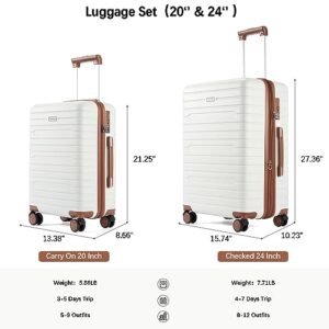 FIGESTIN Luggage Sets 2 Piece,100% PC Suitcase with Wheels Carry On Luggage 22x14x9 Airline Approved Hardshell Lightweight Expandable Suitcase Sets