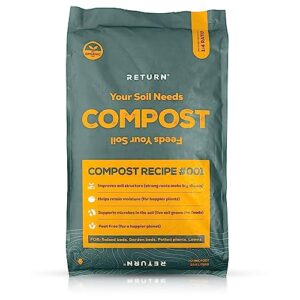 return organic compost #001, fertilizer for indoor & outdoor garden soil beds, plants & vegetables, potting soil, raised beds, lawns - improves soil structure, peat free, omri listed (32-35 pound bag)