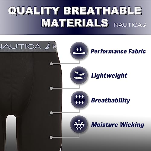 Nautica 3-Pack Mens Base Layer Short, Breathable Performance Compression Shorts Men, Biker Shorts Thigh Chafing Prevention (Small, Black/Black/Grey)