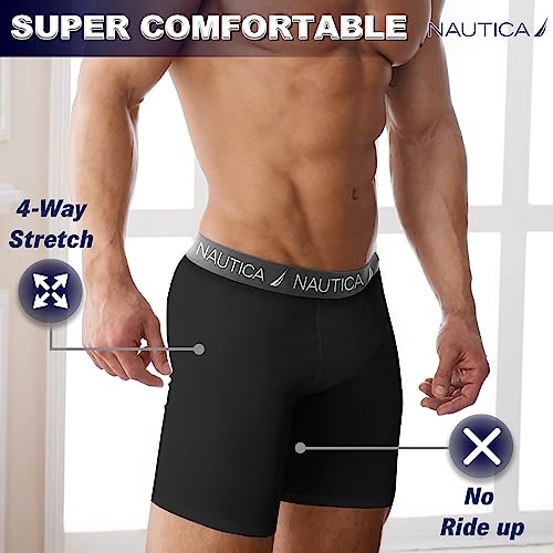 Nautica 3-Pack Mens Base Layer Short, Breathable Performance Compression Shorts Men, Biker Shorts Thigh Chafing Prevention (Small, Black/Black/Grey)