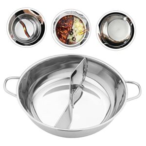 Mikinona Stainless Steel Mandarin Duck Pot Ramen Set Korean Pots for Cooking Japanese Chocolate Separate Pot Divided Hot Pot Cooker Chinese Cooking Pots Silver Food Cooking Hot Pot Soup Pot