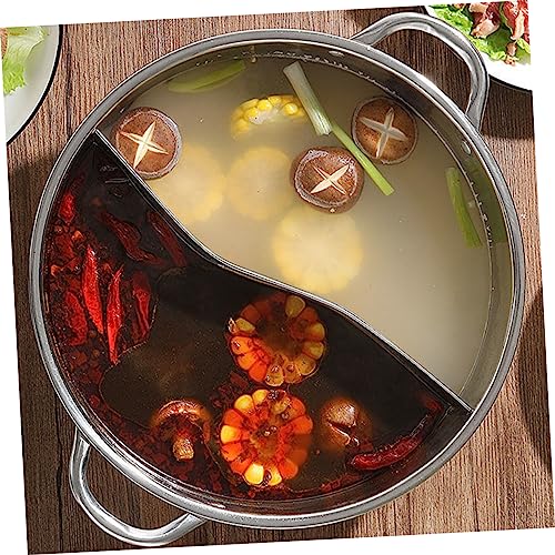 Mikinona Stainless Steel Mandarin Duck Pot Ramen Set Korean Pots for Cooking Japanese Chocolate Separate Pot Divided Hot Pot Cooker Chinese Cooking Pots Silver Food Cooking Hot Pot Soup Pot