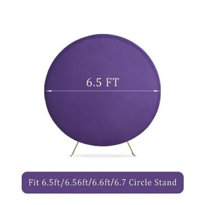 6.5ft Purple Round Backdrop Cover Suitable for 6.5ft 6.56ft 6.6ft Circle Stand Polyester Purple Birthday Party Wedding Photography Round Circle Arch Backdrop Cover