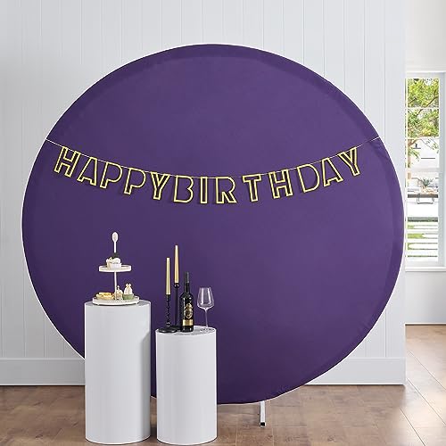 6.5ft Purple Round Backdrop Cover Suitable for 6.5ft 6.56ft 6.6ft Circle Stand Polyester Purple Birthday Party Wedding Photography Round Circle Arch Backdrop Cover