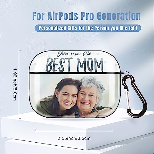 Custom Airpods Case for Airpods Pro (1st/2nd Generation), Customize Airpod Case Cover with Your Photo/Text/Name Personalized Airpod Case with Keychain, Personalized Gift