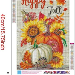 Apcufir Fall Diamond Painting Kits for Adults Beginners Round Full Drill 5D DIY Pumpkin Diamond Art Kits Sunflowers Picture Art for Home Wall Decor 12x16inch